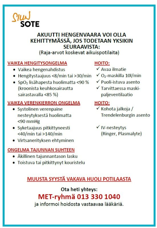 Keuhkoembolia – diagnoosi – Siun Soten hoitopolut